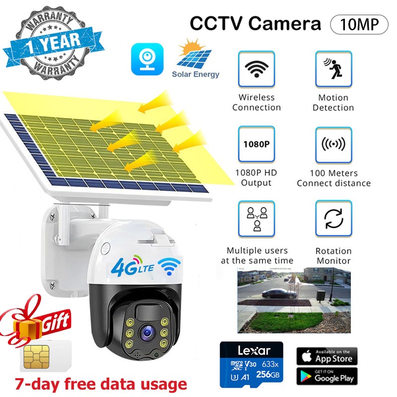 V380 Solar CCTV 10MP Outdoor 4G SIM Card Solar Battery Powered ...