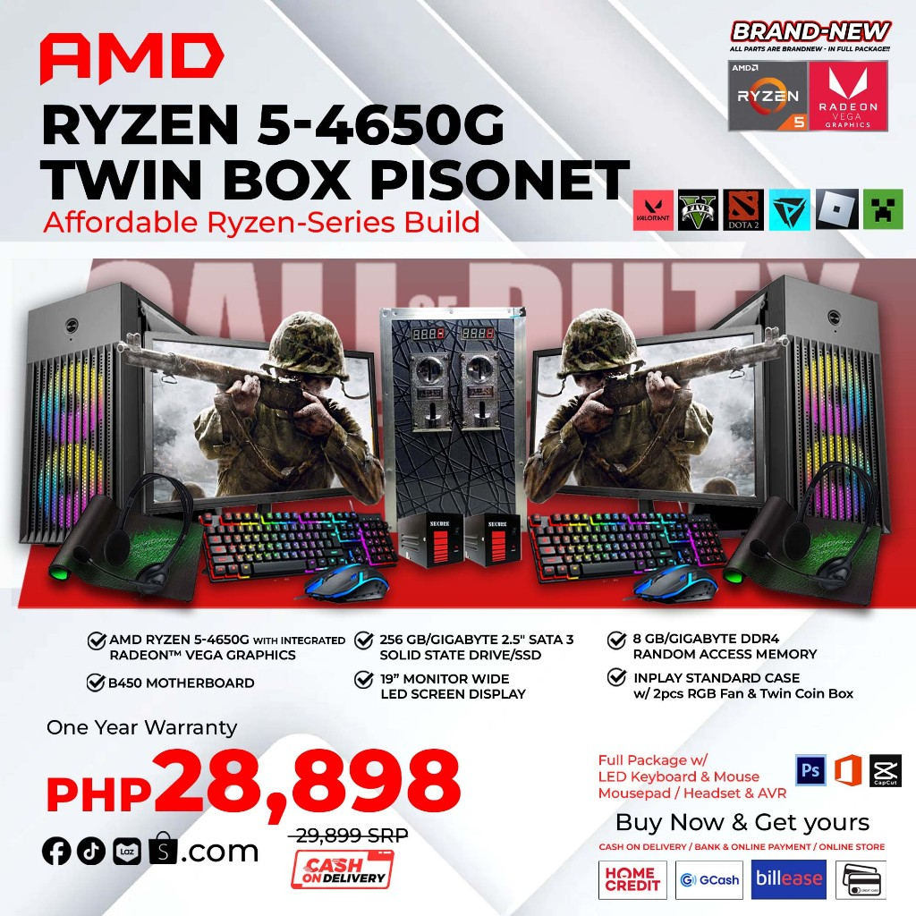 Brandnew Twinbox Pisonet Package Amd Ryzen 5 4650g 8gb DDr4 240Gb SSD ...