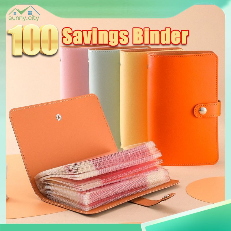 100 Envelopes Money Saving Challeng Binder Money Savings Notebook PU ...