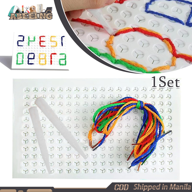 Kids Fine Motor Threading Boards Interactive Early Learning Lacing Toy ...
