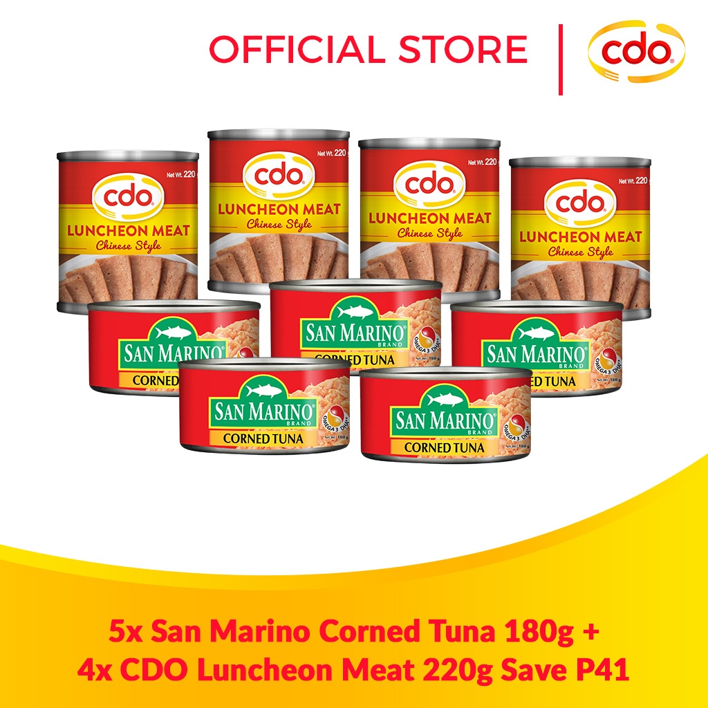 SAN MARINO Corned Tuna 180g (5PCS) + CDO Chinese Style Luncheon Meat ...