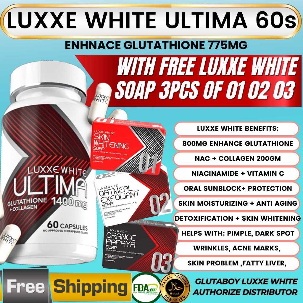 LUXXE WHITE ULTIMA 60s 1400MG GLUTATHIONE WITH COLLAGEN AND NIACINAMIDE BENEFITS PAMPAPUTI ...