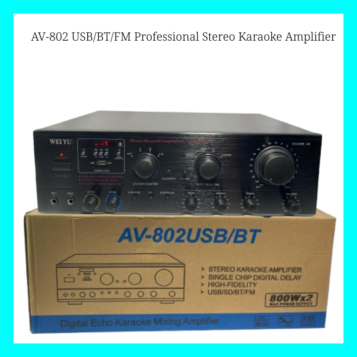 AV-802 USB/BT/FM Professional Stereo Karaoke Amplifier WEIYU | Shopee ...