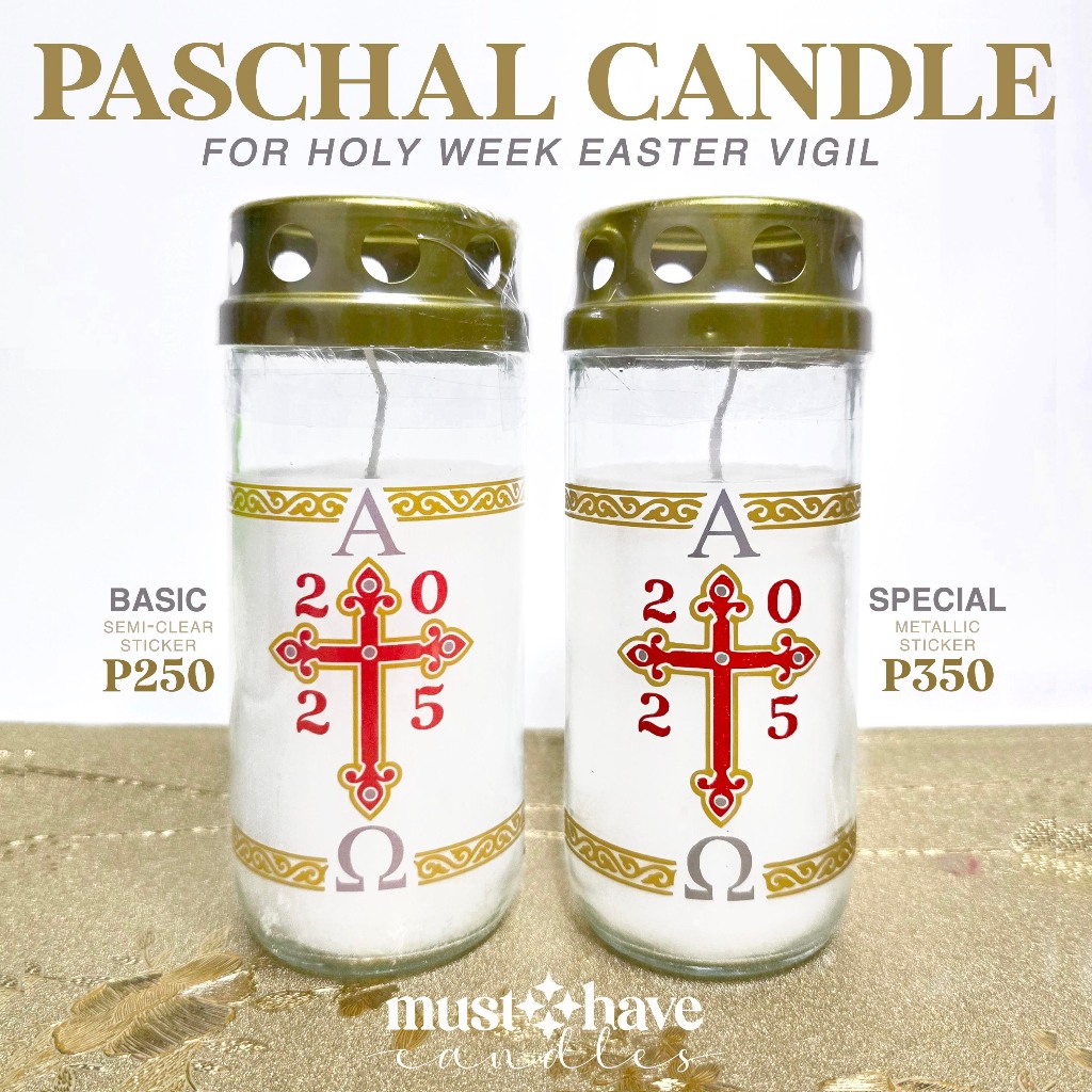 PASCHAL CANDLE 2025 for Holy Week Easter Baptismal - glass smokeless ...