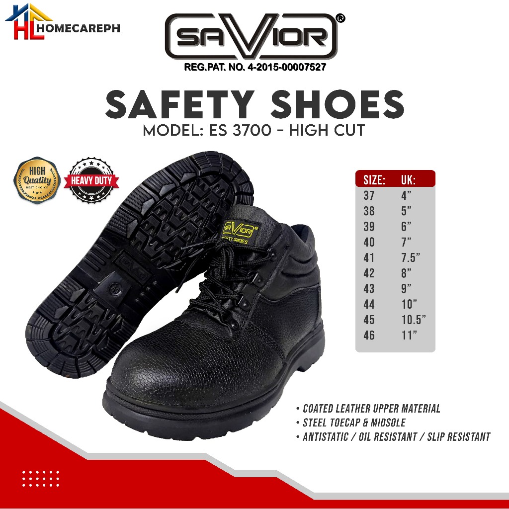 Savior Safety Shoes High Cut Steel Toe Cap & Midsole ES-3700 | Shopee ...