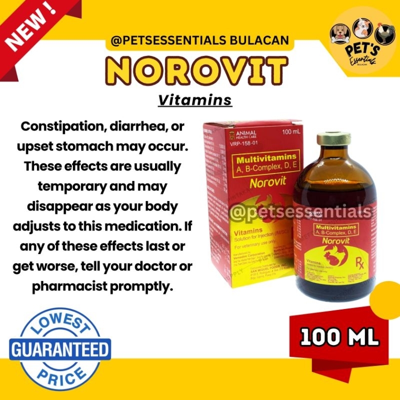 NOROVIT 100ML (TREATMENT OF VITAMINS A,D,E AND B DEFICIENCIES) | Shopee ...