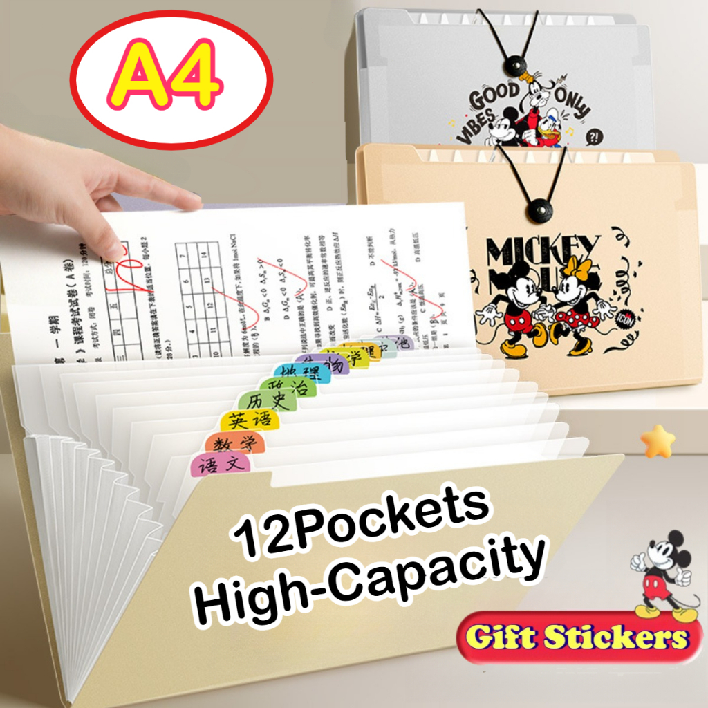 A4 12 Pockets Expanding File Folder Expandable Envelope Document ...
