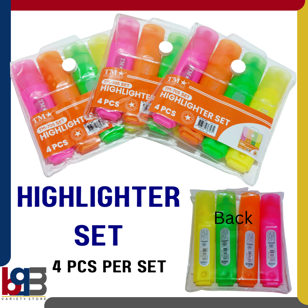 Highlighter 4 colors (1 set or 3 sets per order) | Shopee Philippines