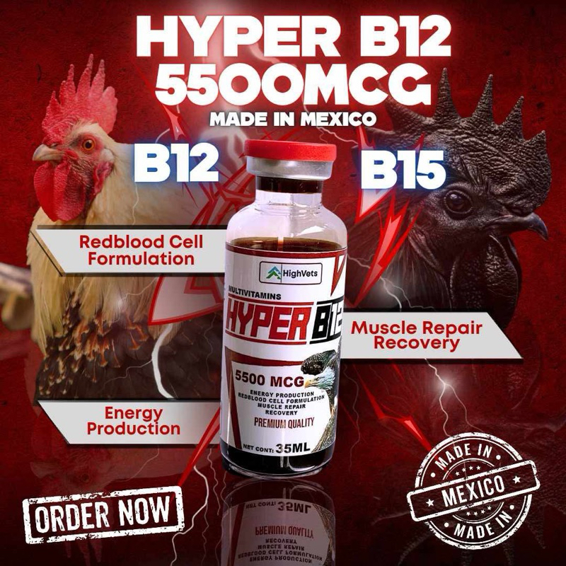 Hyper b12 5500mcg (Vitamin b12 + b15 w/ Mthltestos for rooster ...