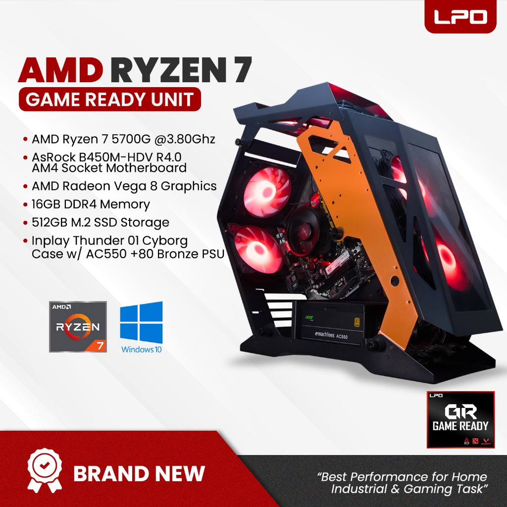 LPO Gaming Unit AMD Ryzen 7 5700G 3.80Ghz AsRock B450M-HDV R4.0 AM4 ...