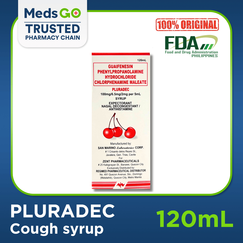 PLURADEC Syrup for Cough 120mL - Guaifenesin Expectorant (For Adults ...