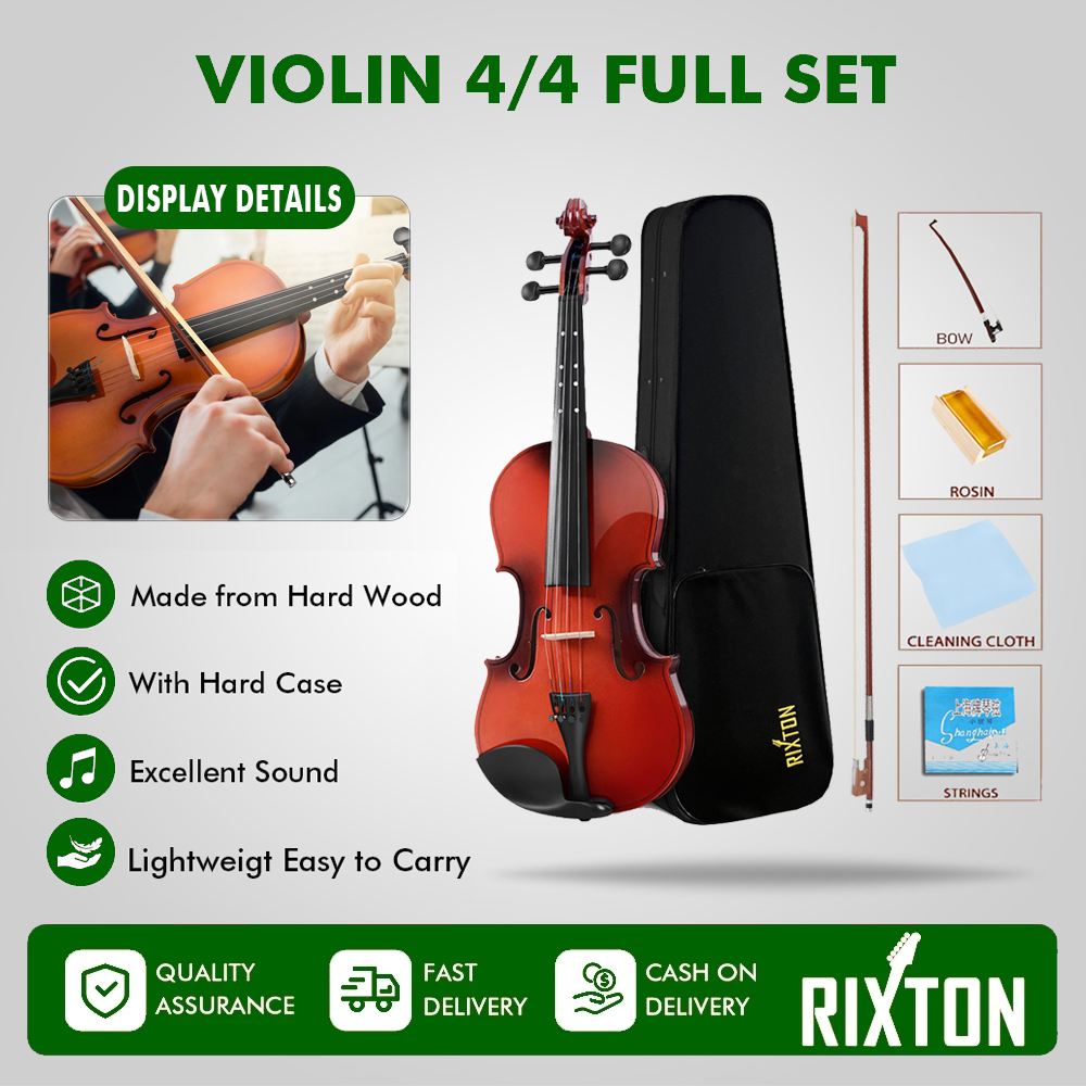 RIXTON 4/4 Professional Violin Full Complete Set of Rosin Free ...