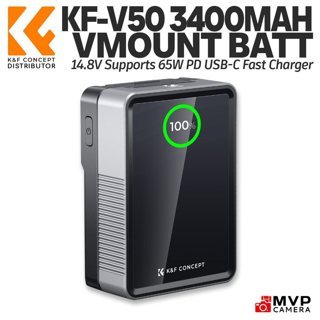 K&F KF CONCEPT 50Wh V-mount Vmount Battery 3400mAh 65W PD Type-C Fast ...