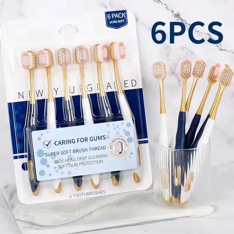 6pcs Toothbrush Ultra Soft bristle Wide head household deep cleaning ...