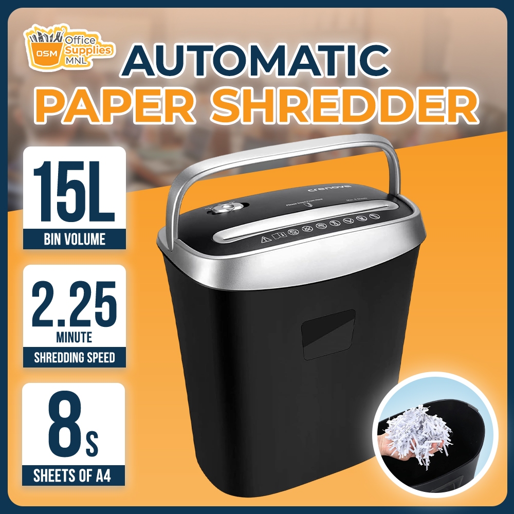 OFFICOM Automatic Paper Shredder 080C Cross-Cut Shredding Machine 15L ...