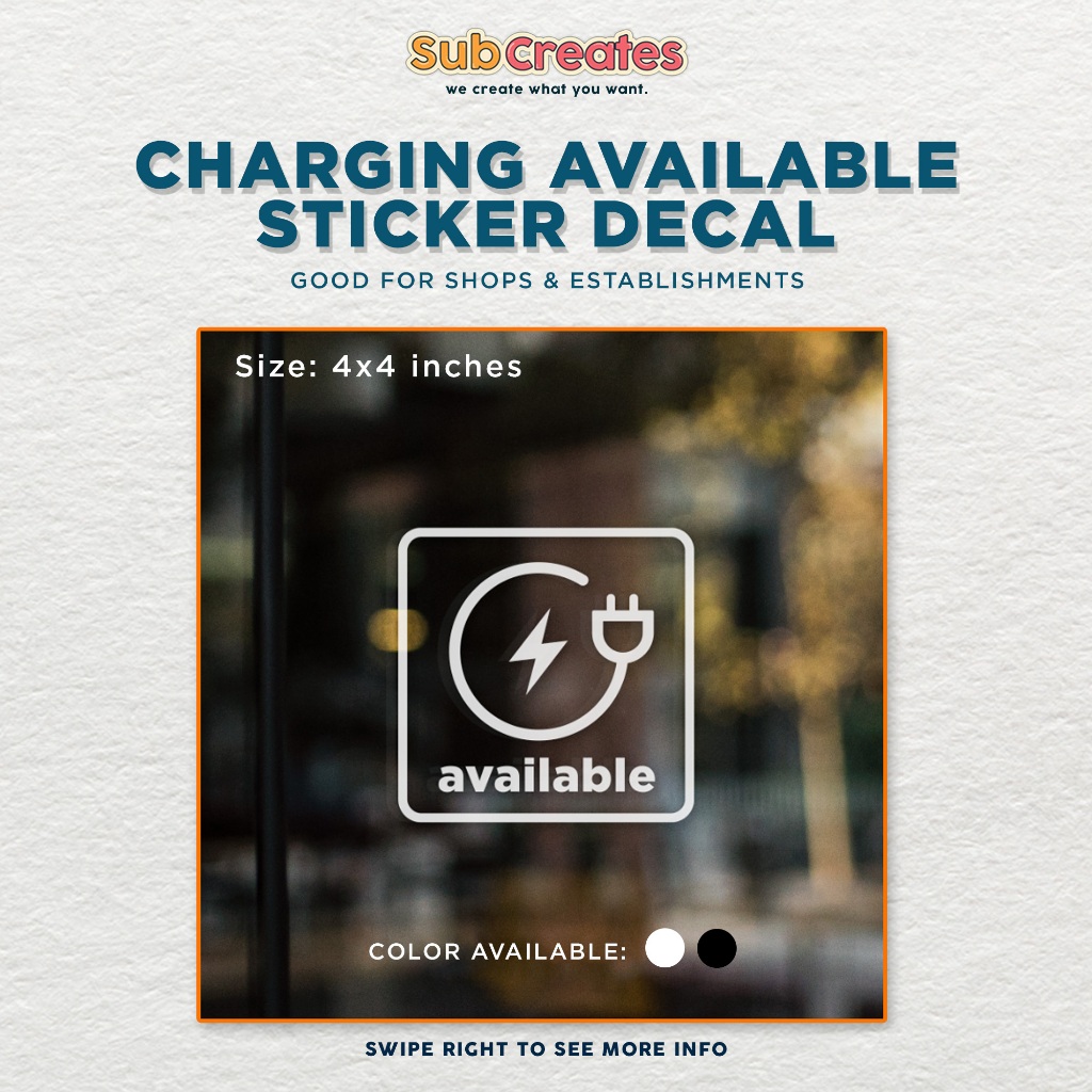 Charging Available Shop Signage Waterproof Sticker Decals (by ...