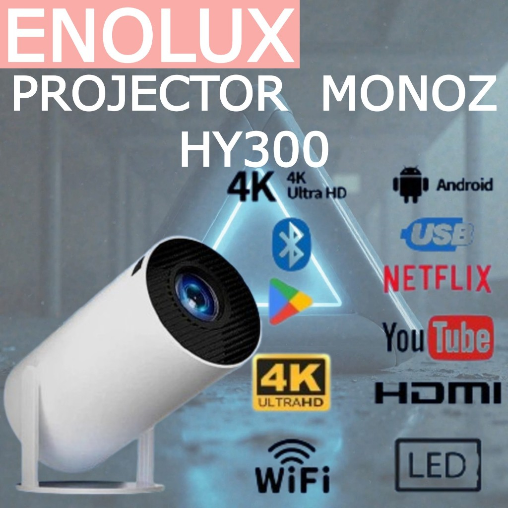 MONOZ HY300 Projector 4K Full HD 3000 Lumens Android With Bluetooth ...