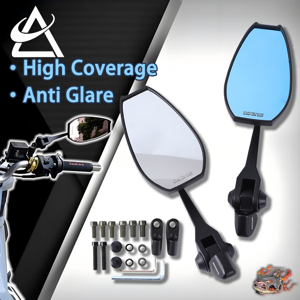 Motorcycle Side Mirror Anti-glare 360°Adjustable Blue Lens Made IN ...