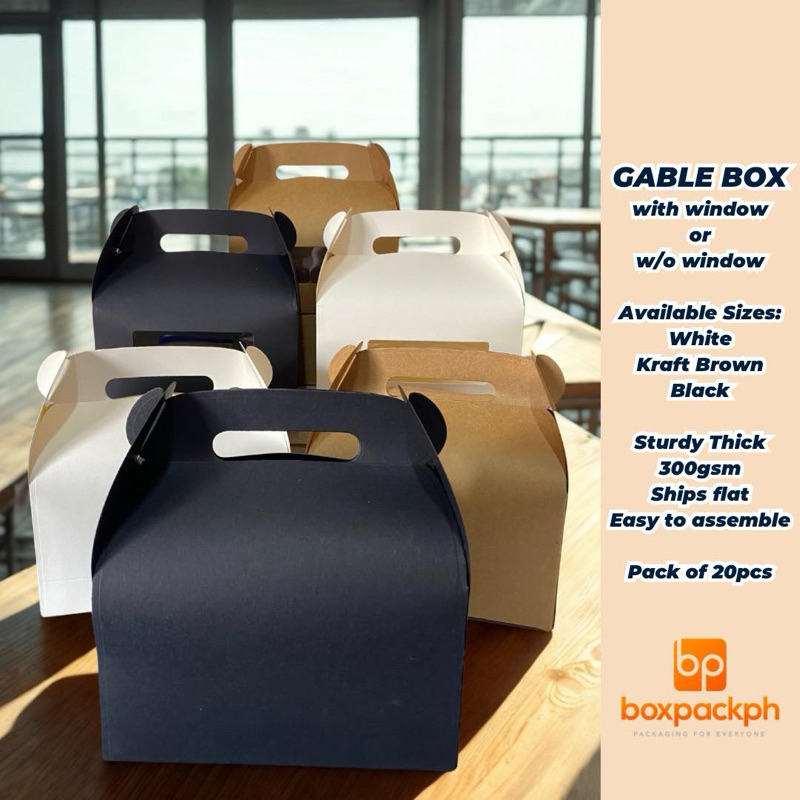 (Pack of 20s) Carrier Gable Box White Brown Black Takeout Box Loot Bags ...