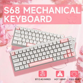 S68 Wireless Mechanical Keyboard 60% Hotswappable RGB Wired Gaming ...