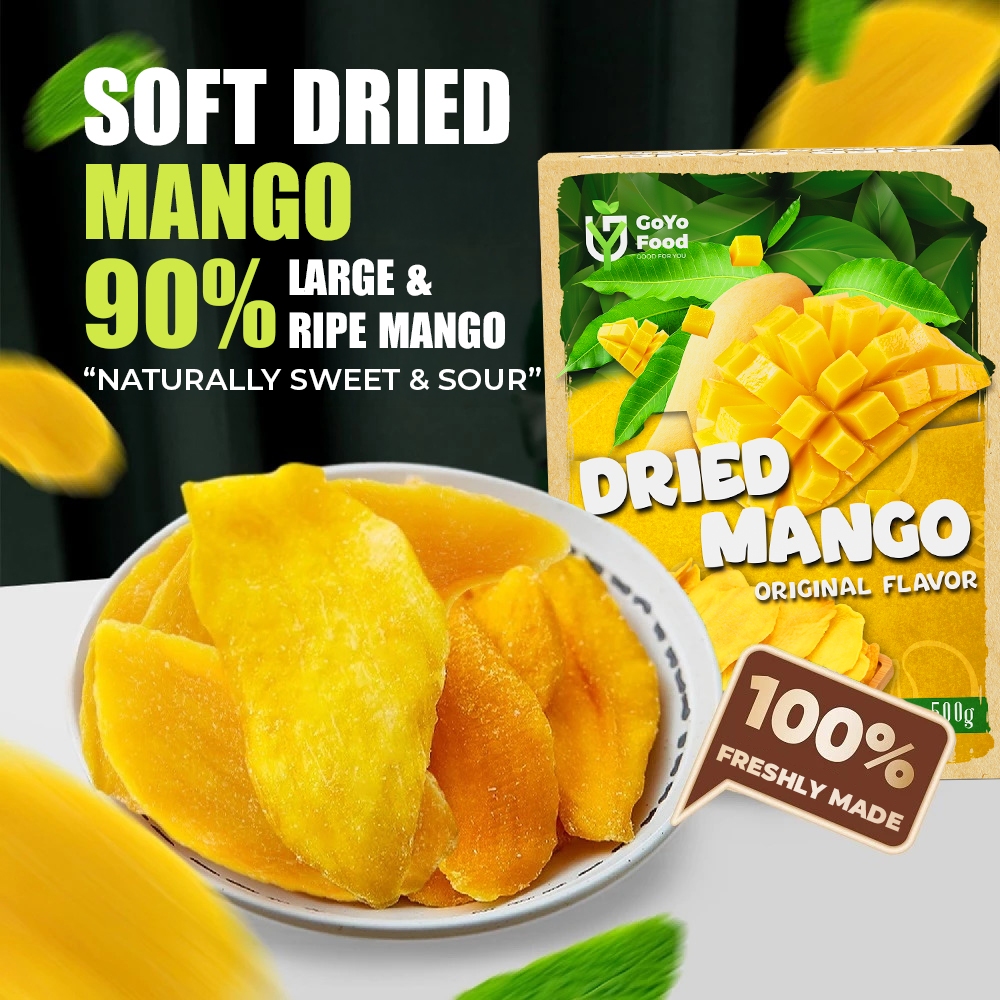 GOYO FOOD PREMIUM DRIED MANGO 500G Fiber Free Mango Slices Low sugar ...