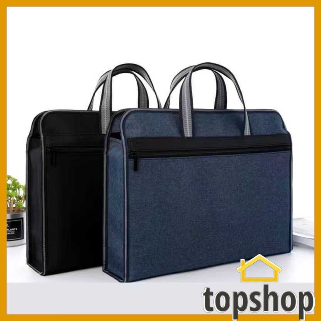 Office File Bag Zipper Multilayered Canvas Document Tote File Storage ...