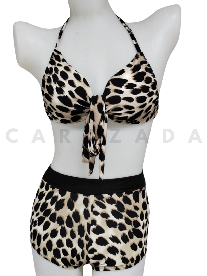 CARTZADA IVANA TWO PIECE SWIMSUIT ANIMAL PRINT & PLAIN SMALL TO MEDIUM ...