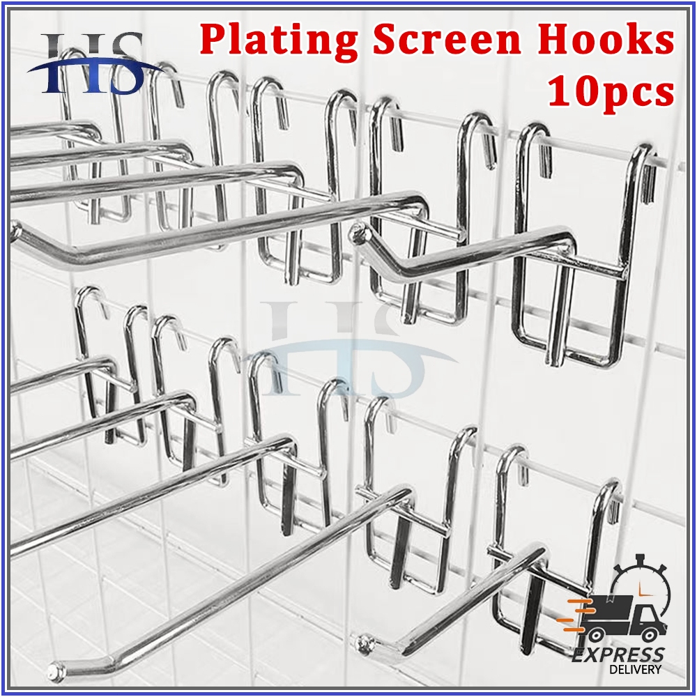 HS 10PC Plating Heavy Duty Screen Hooks | For Grid Wall Wire Mesh ...