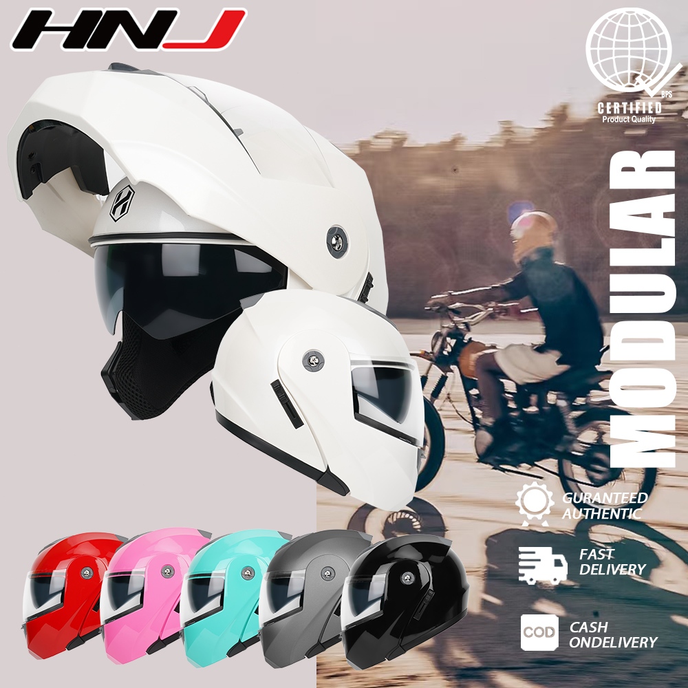 HNJ YM-920 PLAIN Helmet For Motorcycle Modular Dual Visor Helmet Woman ...