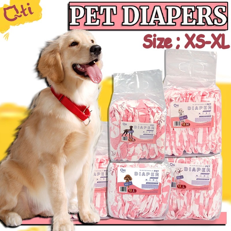 Qti Pet Dog Diaper Female 32pcs/pack Dogs&Cats Diaper Puppy Kitten ...
