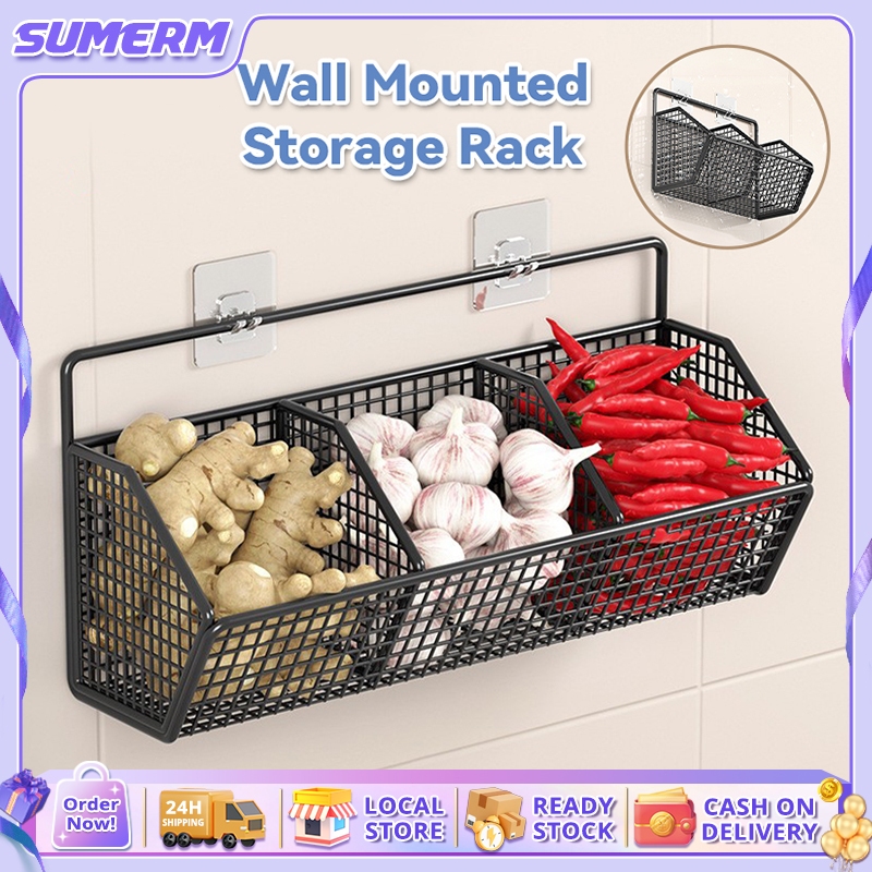 Wall Mounted Storage Rack Kitchen Condiments Organizer Spice Storage ...