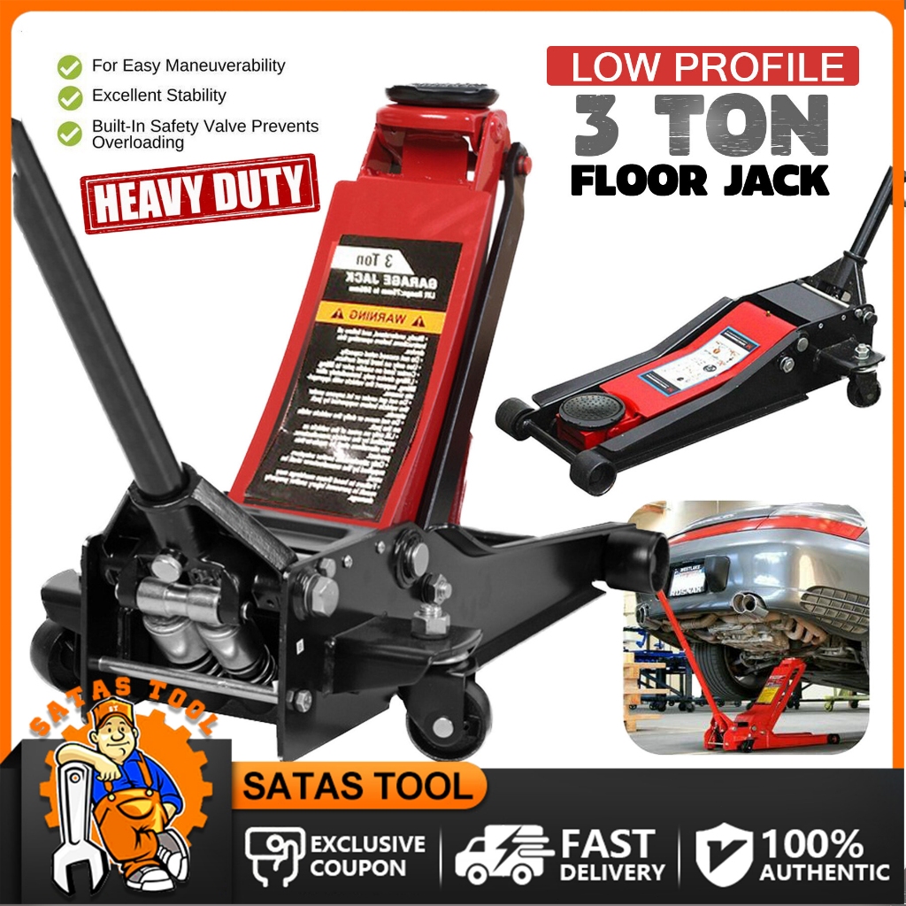 Durable steel Trolley Jack 3Ton Compact Low Profile Hydraulic Floor ...