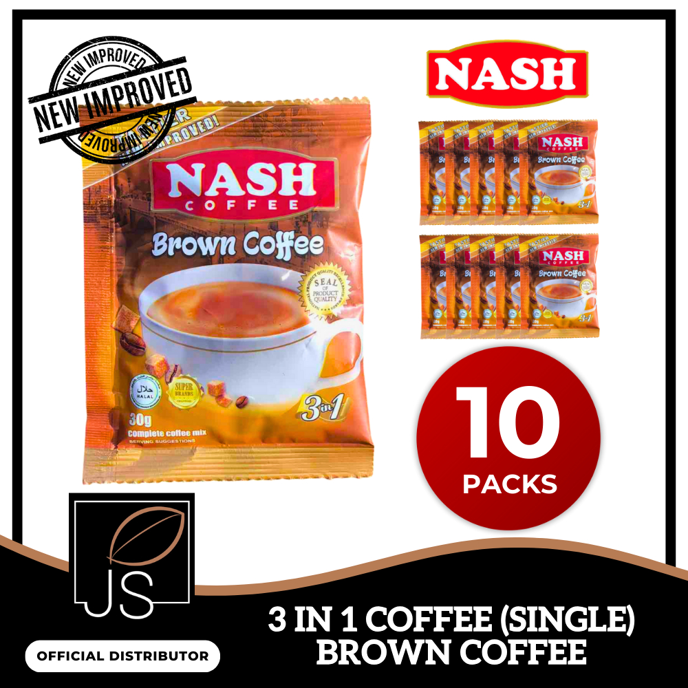 NASH 3 in 1 Brown Coffee 28g (Pack of 10), Halal Certified, Super ...
