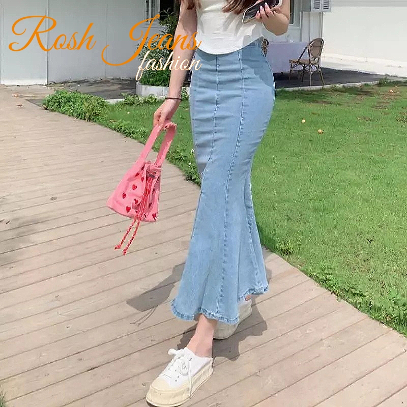 Rosh_Jeans Mermaid skirt denim Skirt for woman ladies Denim long Skirt ...