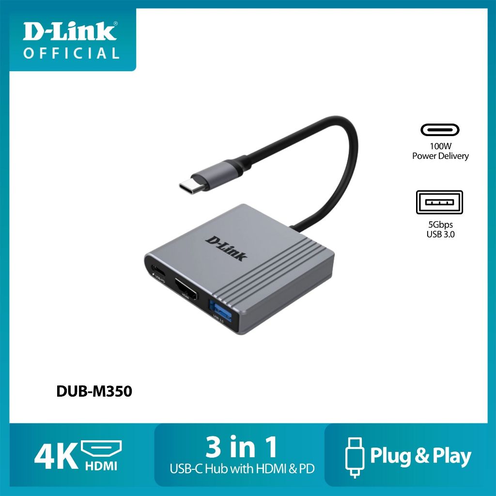 D-Link DUB-M350/F/U 3-in-1 USB-C Hub USB to Multi-Gigabit / Gigabit ...
