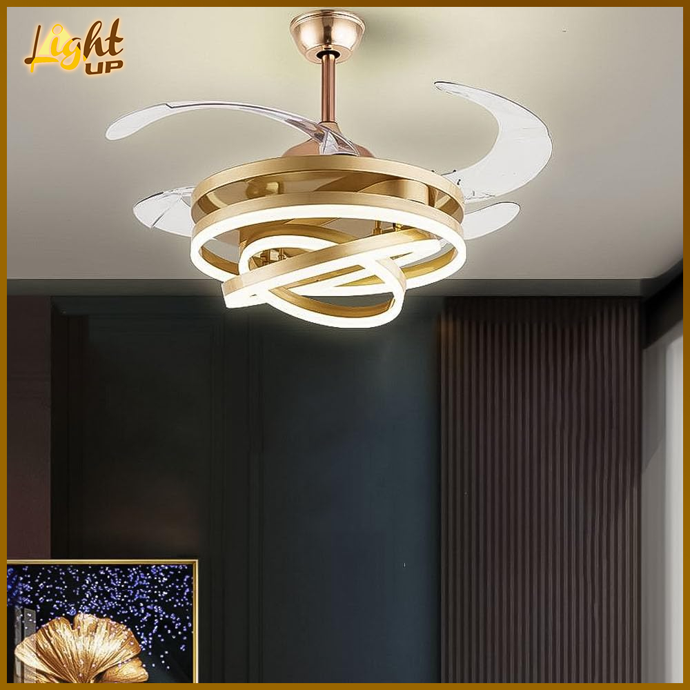 LIGHT UP Ceiling Fan With Light Remote Industrial Led Chandelier With ...