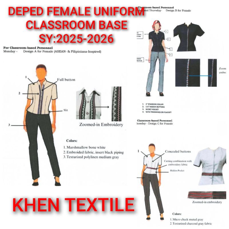 DepEd 2025-2026 (Female)Teacher Uniforms Original For Classroom (TELA ...