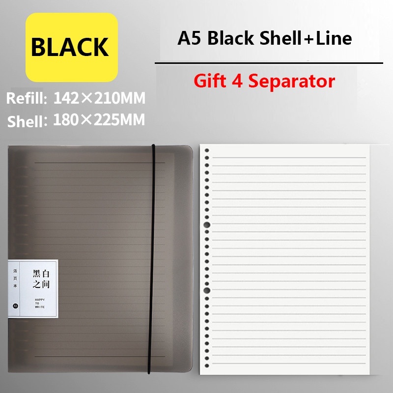 BING A5/B5/A4 Refillable Plastic Cover Note-book Loose Leaf 60 sheets ...