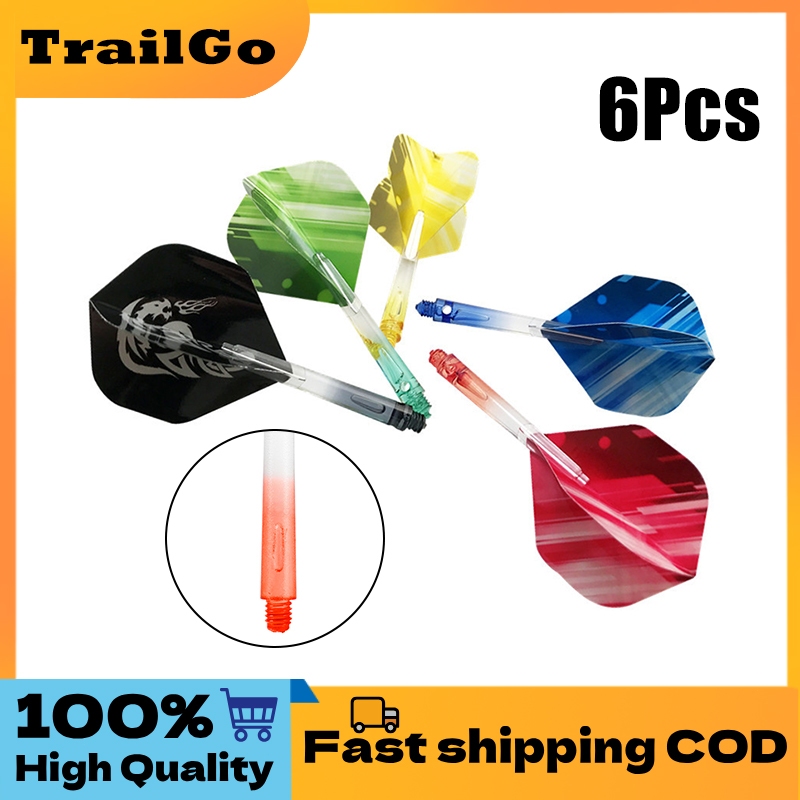 6Pcs Dart Flights Shafts Set Standard 2BA Thread Plastic Dart Wing Tail ...