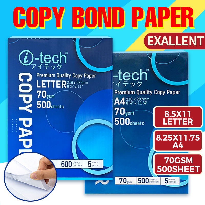Bond Paper A4 70GSM 500Sheets Itech Brand | Shopee Philippines