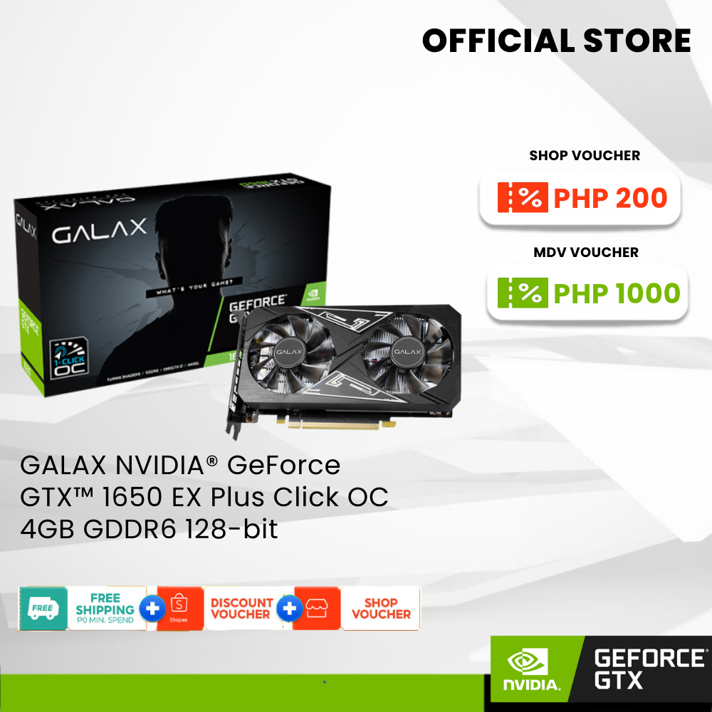 GALAX NVIDIA® GeForce® GTX 1650 EX PLUS (1-Click OC) 4GB Graphic Card ...