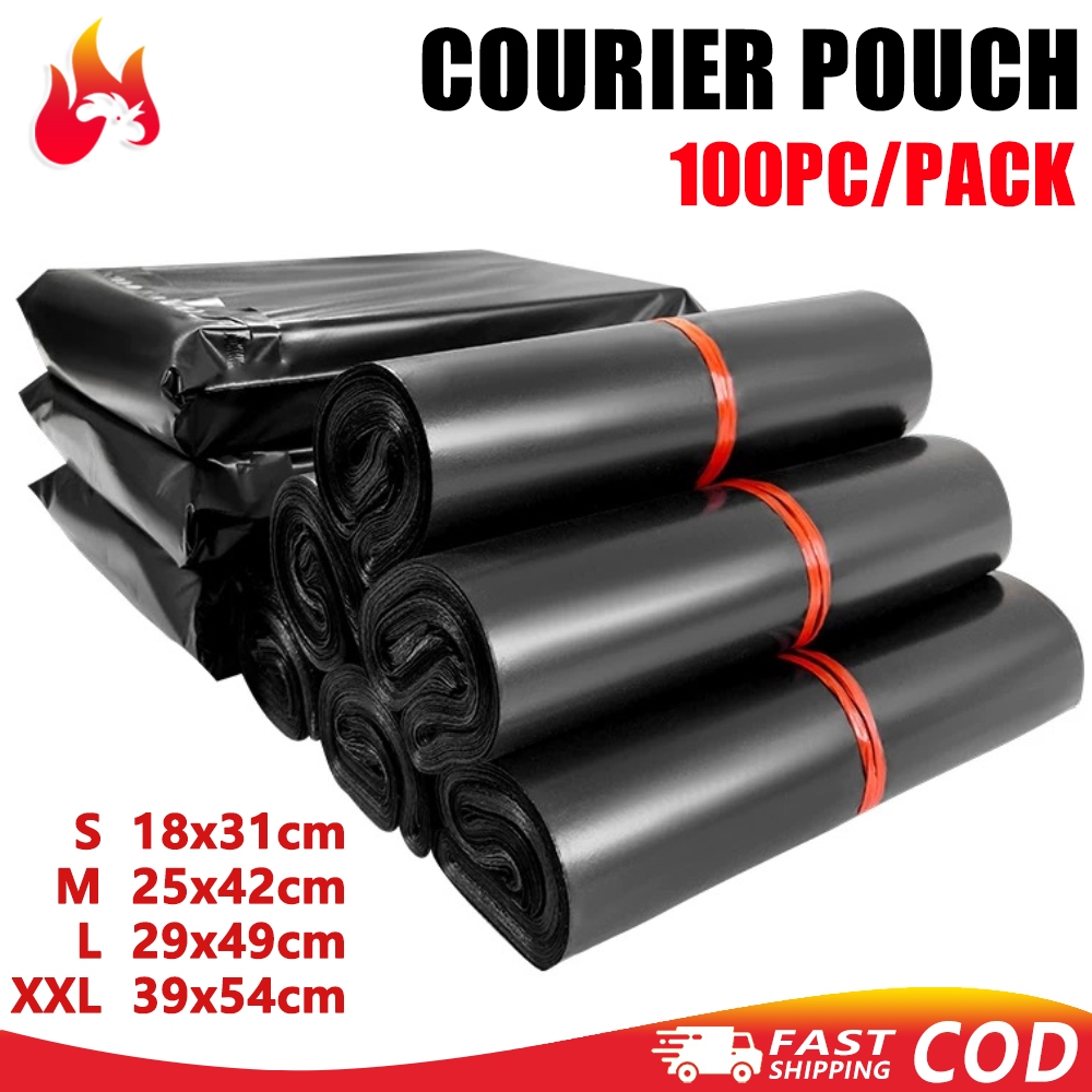 100PCS Black Courier Shipping Pouch PE Polyethylene Self-Sealing ...