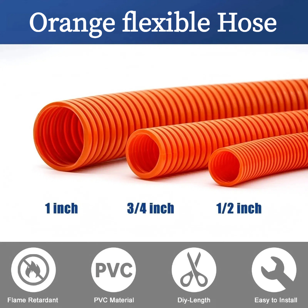 Orange Flexible Hose Electrical Conduit Hose 1/2 , 3/4 ( PER METER ) | Shopee Philippines