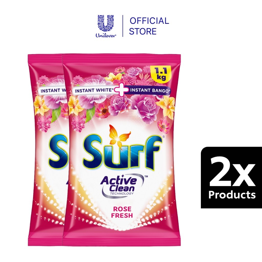 [BUNDLE OF 2] Surf Detergent Powder Rose Fresh 1100G Pouch | Shopee ...