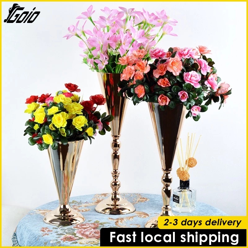 3pc Wedding Props Decoration Luxury Flower Vases Gold Flower Vase Table ...