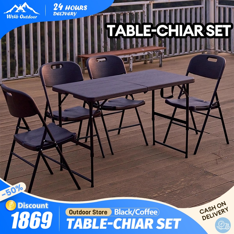 Wthb Outdoor 6FT Folding Rattan Table Outdoor Picnic Camping Table and ...