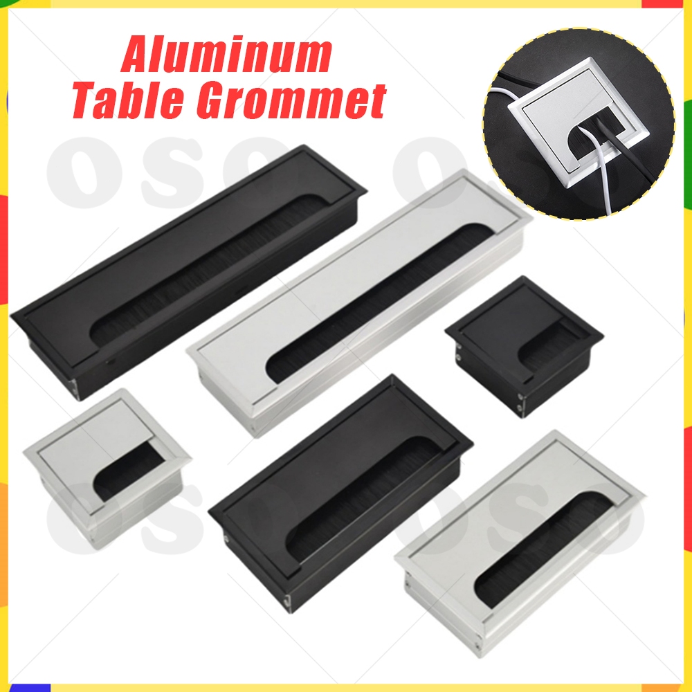 3 Sizes Aluminum Rectangle Table Grommet Wire Cable Holder Grommet Hole ...