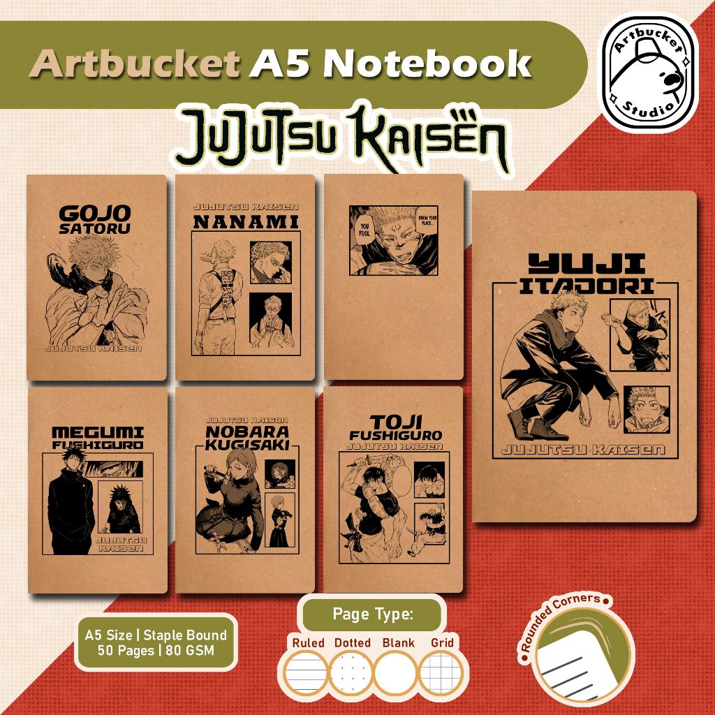 JUJUTSU KAISEN A5 Notebook Anime (Gojo, Itadori, Nobara, Megumi, Sukuna ...