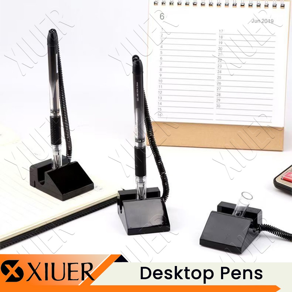 1Pc 0.5mm Desktop Pens with Plastic Chains and Holder Black Secure ...