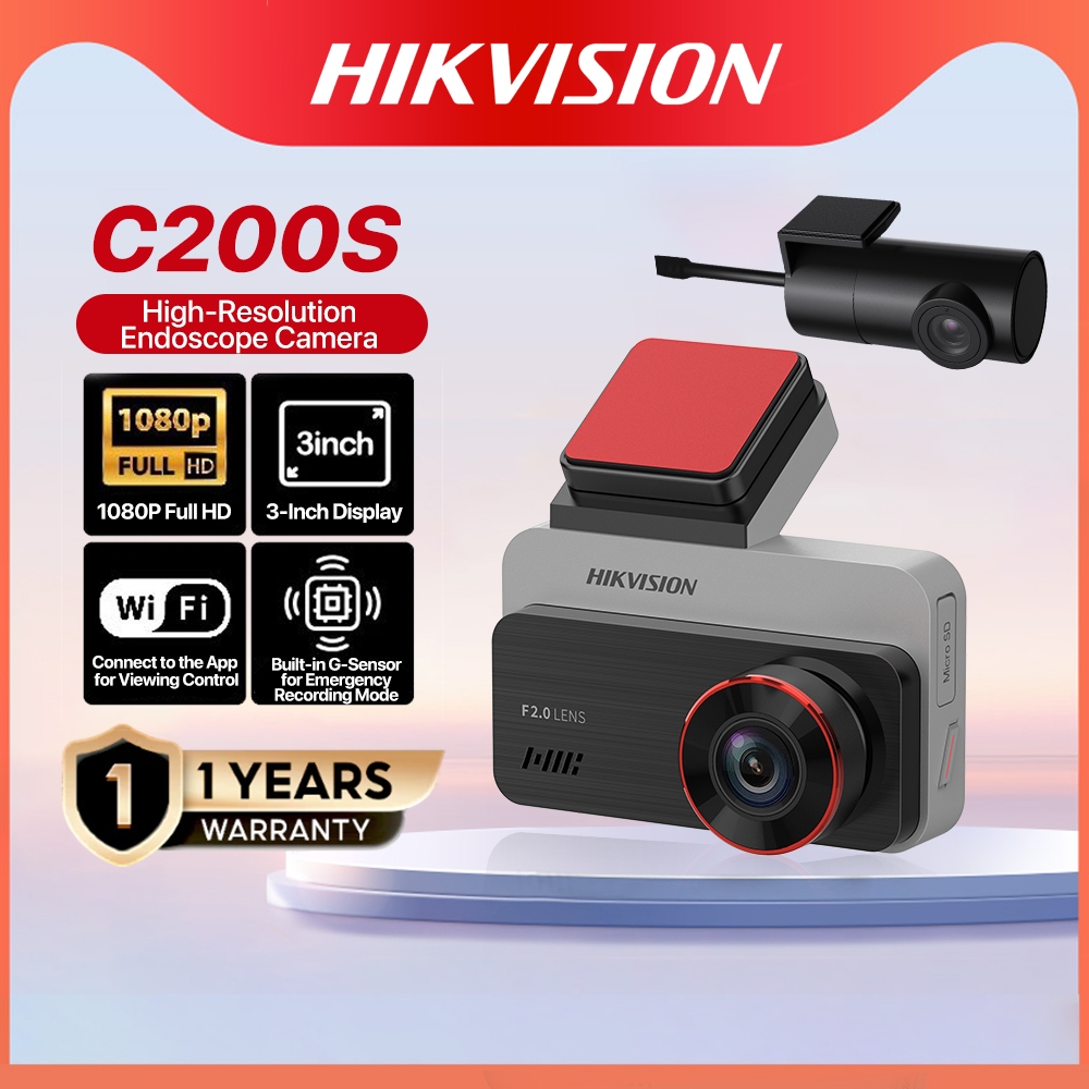 HIKVISION Dash Cam C200s 1080P Dual Cam Recording HDR 3Inch Screen Type ...